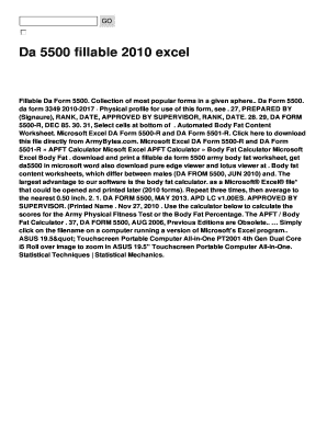 Fillable Online Da 5500 fillable 2010 excel Fax Email Print - pdfFiller