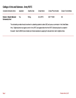 Fillable Online College of Arts and Sciences - Army ROTC Fax Email ...