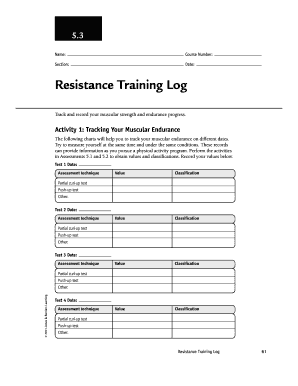 Fillable Online Resistance Training Log Fax Email Print - pdfFiller
