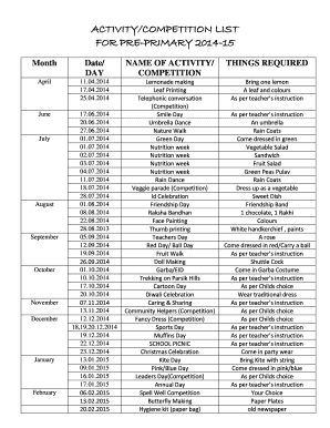 Fillable Online ACTIVITY/COMPETITION LIST Fax Email Print - pdfFiller