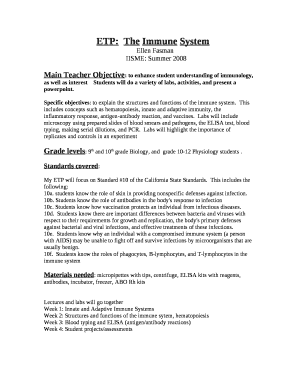 ETP:The Immune System Doc Template | pdfFiller