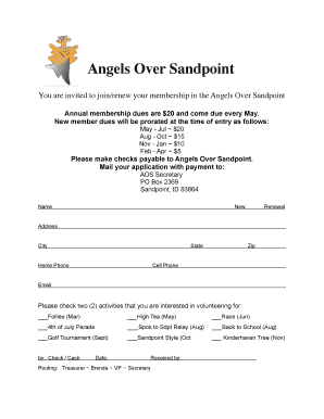 Fillable Online Angels Over Sandpoint Fax Email Print - pdfFiller