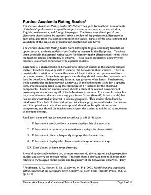 Fillable Online Purdue Academic Rating Scales1 Fax Email Print - pdfFiller