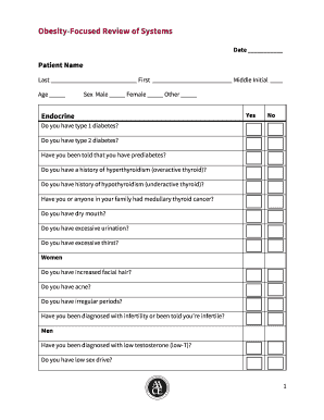 Fillable Online Obesity-Focused Review of Systems Fax Email Print ...
