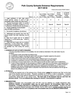 Fillable Online Polk County Schools Entrance Requirements Fax Email Print - pdfFiller