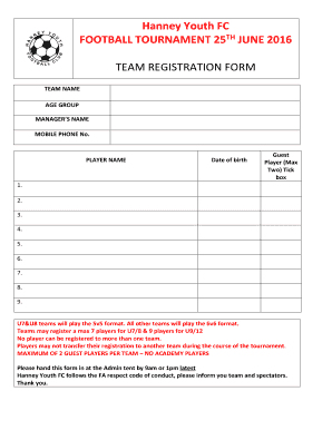 Fillable Online Hanney Youth FC Fax Email Print - pdfFiller