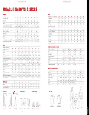 Fillable Online measurements & sizes Fax Email Print - pdfFiller