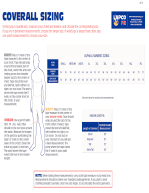 Fillable Online COVERALL SIZING Fax Email Print - pdfFiller