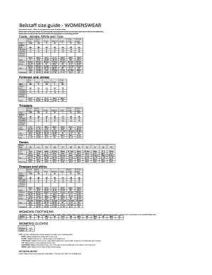 Fillable Online Belstaff size guide - WOMENSWEAR Fax Email Print ...