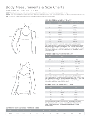 Fillable Online Body Measurements & Size Charts Fax Email Print - pdfFiller