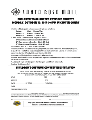 Fillable Online Childrens Halloween Costume Contest Fax Email Print ...