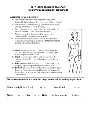 Fillable Online Costume Measurement Worksheet Fax Email Print - pdfFiller