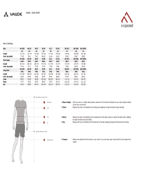 Fillable Online VAUDE SIZE CHART Fax Email Print - pdfFiller