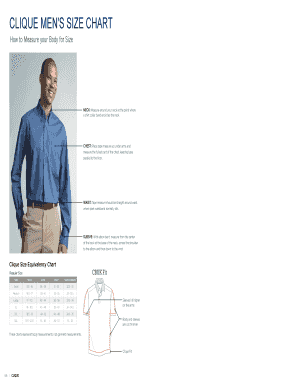 Fillable Online CLIQUE MEN'S SIZE CHART Fax Email Print - pdfFiller