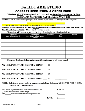 Fillable Online CONCERT PERMISSION & ORDER FORM Fax Email Print - pdfFiller