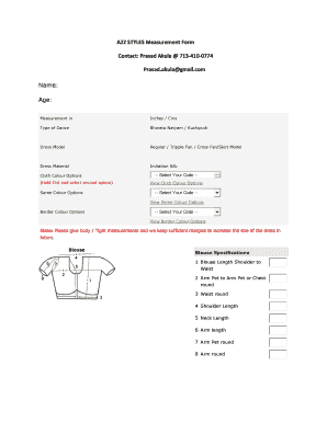 Fillable Online A2Z STYLES Measurement Form Fax Email Print - pdfFiller