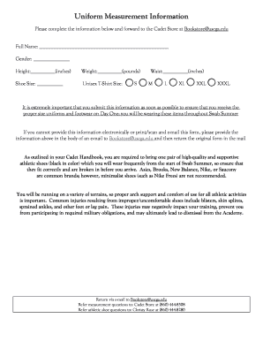 Fillable Online Uniform Measurement Information Fax Email Print - pdfFiller