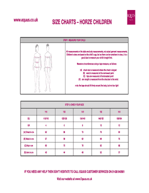 Horze Size Chart - Fill Online, Printable, Fillable, Blank | pdfFiller