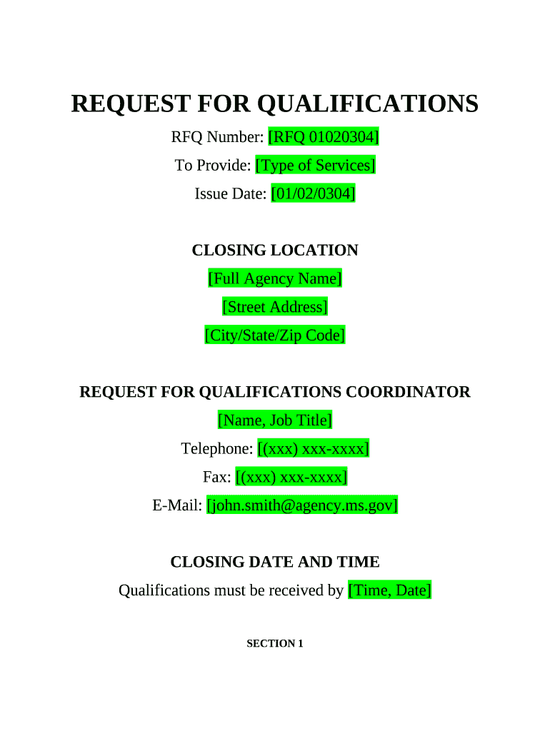 RFQ Number: RFQ 01020304 Doc Template | pdfFiller