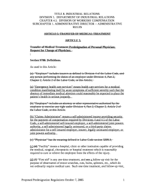 Transfer of Medical Treatment Predesignation of Personal Physician ...