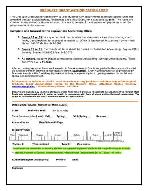 GRADUATE GRANT AUTHORIZATION - graduateschool syr Doc Template | pdfFiller