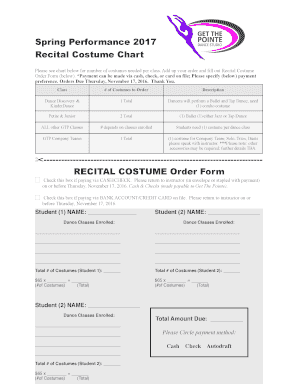 Fillable Online Recital Costume Chart Fax Email Print - pdfFiller
