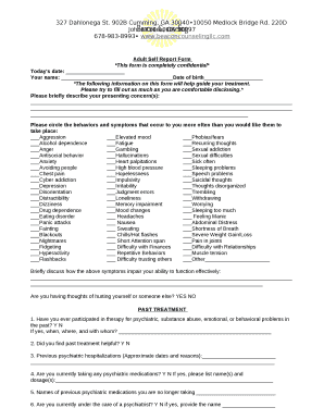 adult self report Doc Template | pdfFiller
