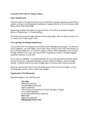 University Style Guide for Masters Theses Doc Template | pdfFiller