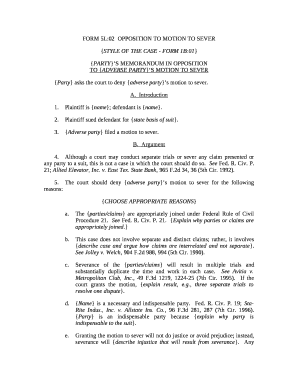 5L:02OPPOSITION TO MOTION TO SEVER Doc Template | pdfFiller