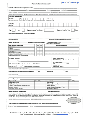 Fillable Online Pre Auth Form Annexure B Fax Email Print - pdfFiller