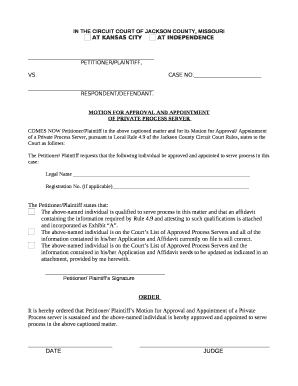 MOTION FOR APPROVAL AND APPOINTMENT Doc Template | pdfFiller