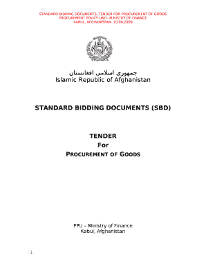 STANDARD BIDDING DOCUMENTS (SBD) Doc Template | pdfFiller