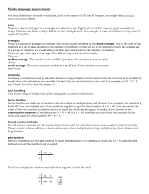 Fillable Online Maths language jargon buster Fax Email Print - pdfFiller