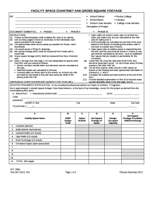 FACILITY SPACE CHART/NET AND GROSS SQUARE FOOTAGE Doc Template | pdfFiller