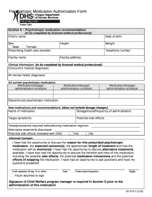 Psychotropic Medication Authorization Doc Template | pdfFiller