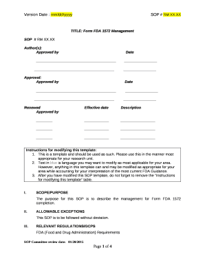 TITLE: FDA 1572 Management Doc Template | pdfFiller