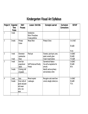 Fillable Online Kindergarten Visual Art Syllabus Fax Email Print ...