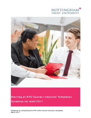 Fillable Online Starting at NTU Course Induction Templates Fax Email ...