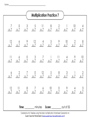 Fillable Online Multiplication Practice 7 Fax Email Print - pdfFiller