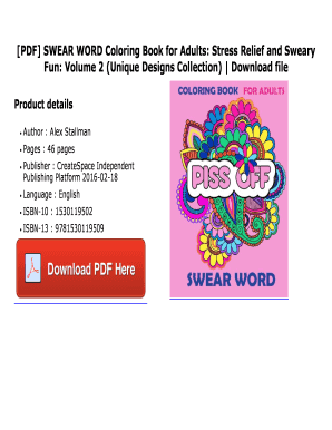 Fillable Online Online PDF SWEAR WORD Coloring Book for Adults: Stress ...