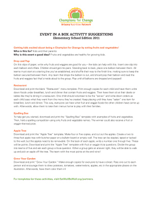 Fillable Online EVENT IN A BOX ACTIVITY SUGGESTIONS Fax Email Print ...