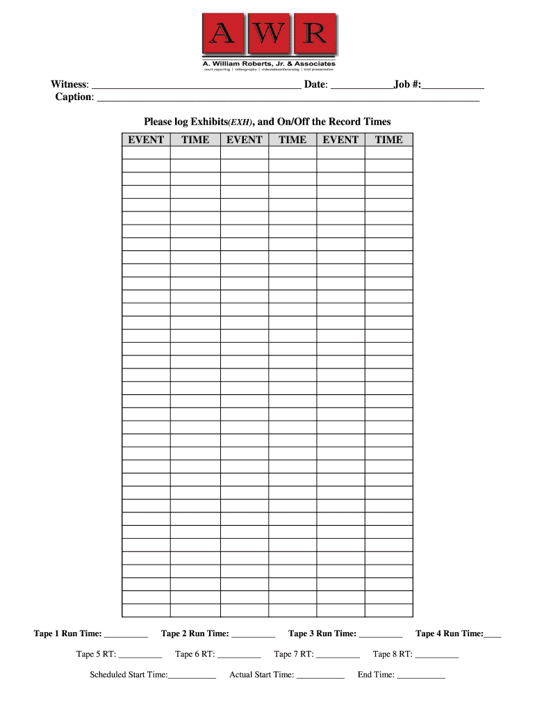 Fillable Online AWR VIDEOGRAPHER CHECKLIST Fax Email Print - pdfFiller