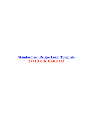 Fillable Online Standardized Recipe Form Template Fax Email Print ...