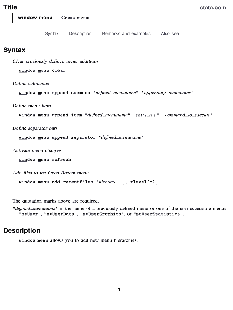 Fillable Online window menu Create menus Fax Email Print - pdfFiller