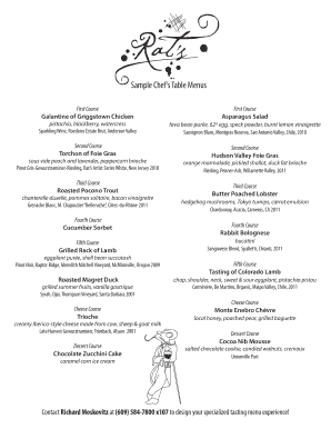 Fillable Online Sample Chefs Table Menus Fax Email Print - pdfFiller