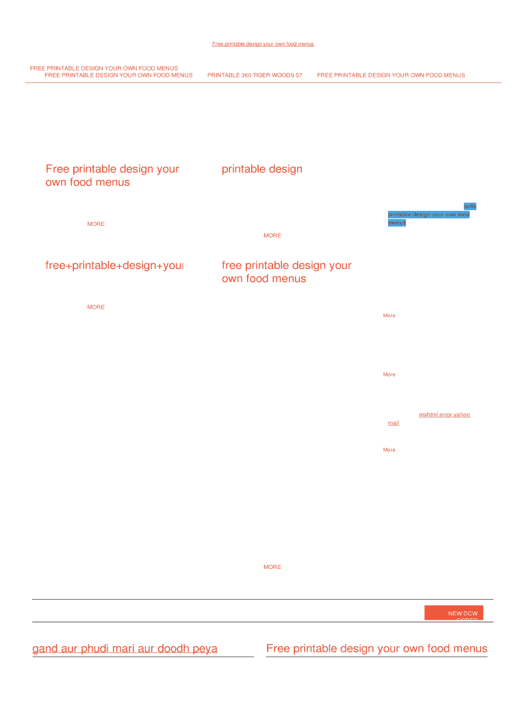 Fillable Online Free printable design your own food menus Fax Email ...