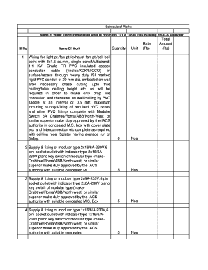 Fillable Online Schedule of Works Fax Email Print - pdfFiller