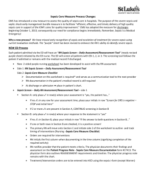 Fillable Online Sepsis Core Measure Process Changes Fax Email Print ...