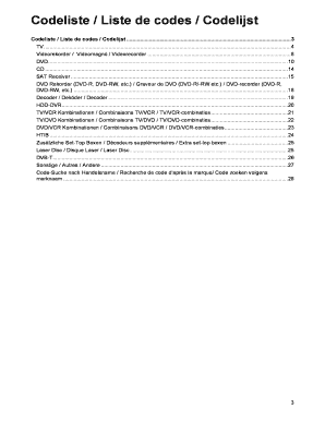 Fillable Online Codeliste / Liste de codes / Codelijst Fax Email Print ...