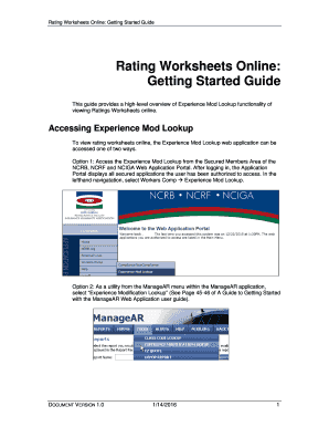 Fillable Online Rating Worksheets Online: Getting Started Guide Fax ...